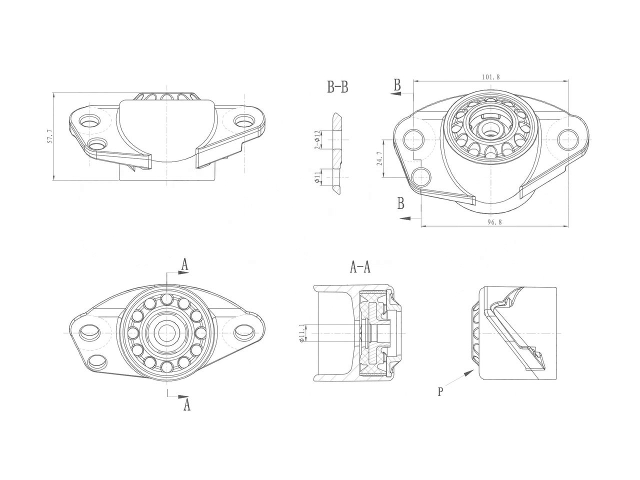 UNIO RMP-13005 (1J0513353A / 1J0513353B / 1J0513353C) опора амортизатора задняя VW Polo (Поло) iv, v 01-, Skoda (Шкода)