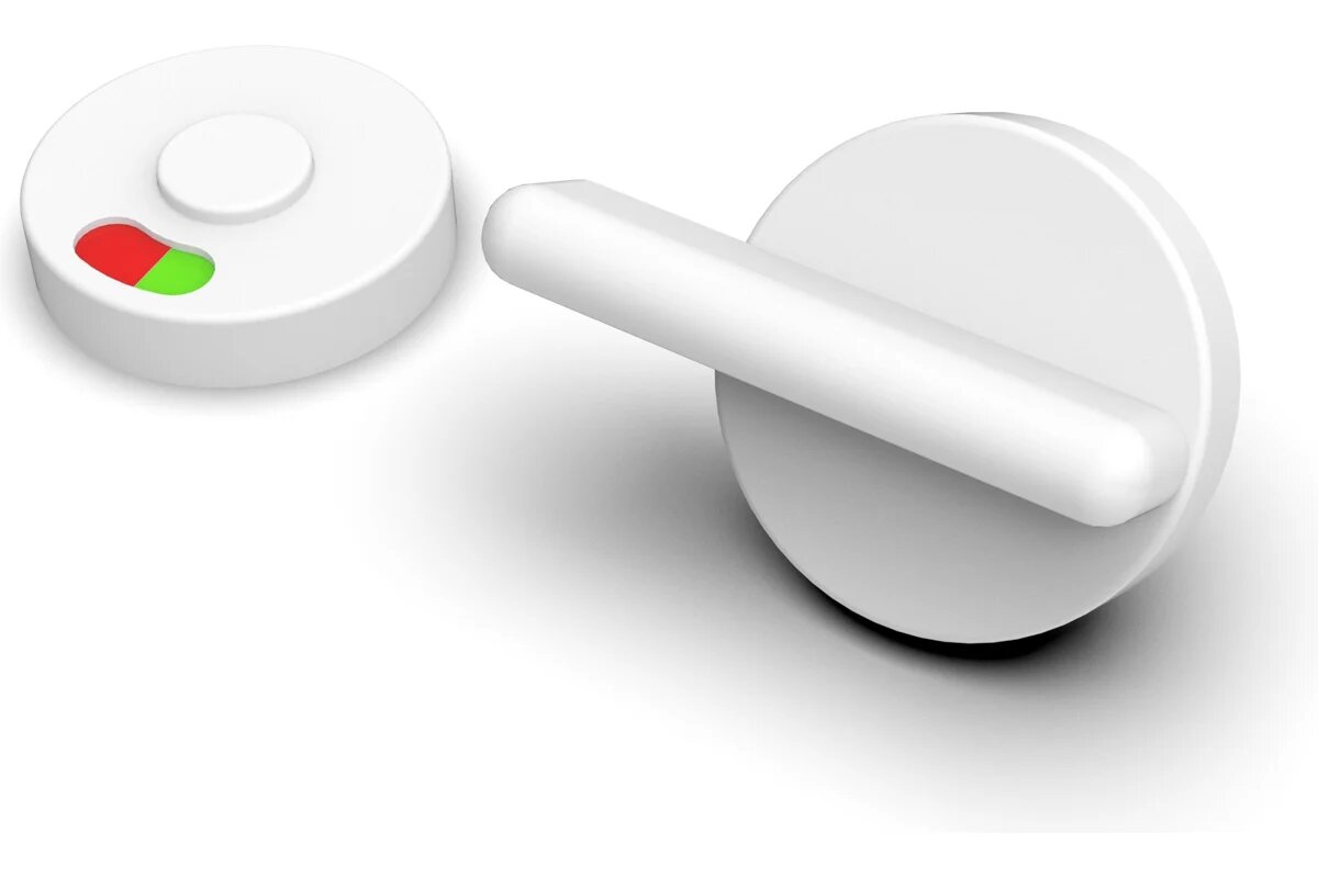 Диал замок-завертка из пластика с индикатором занятости, цвет белый, 4687206150782