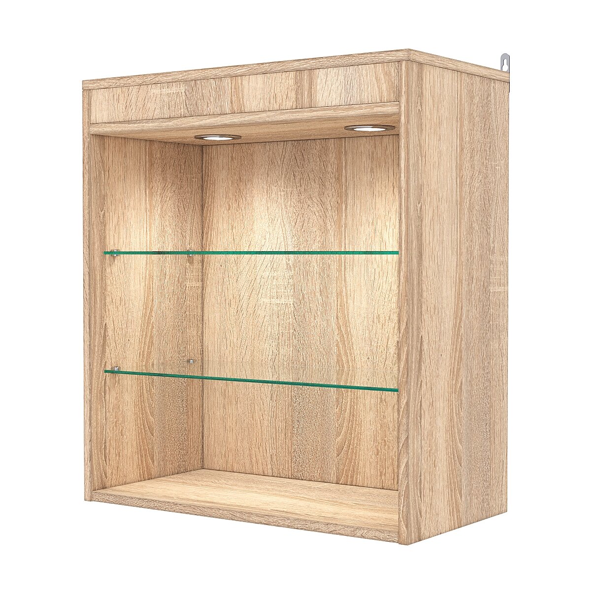 Витрина настенная №1-3ГГ с подсветкой, Дуб Сонома. Производитель товара - компания Westcom.