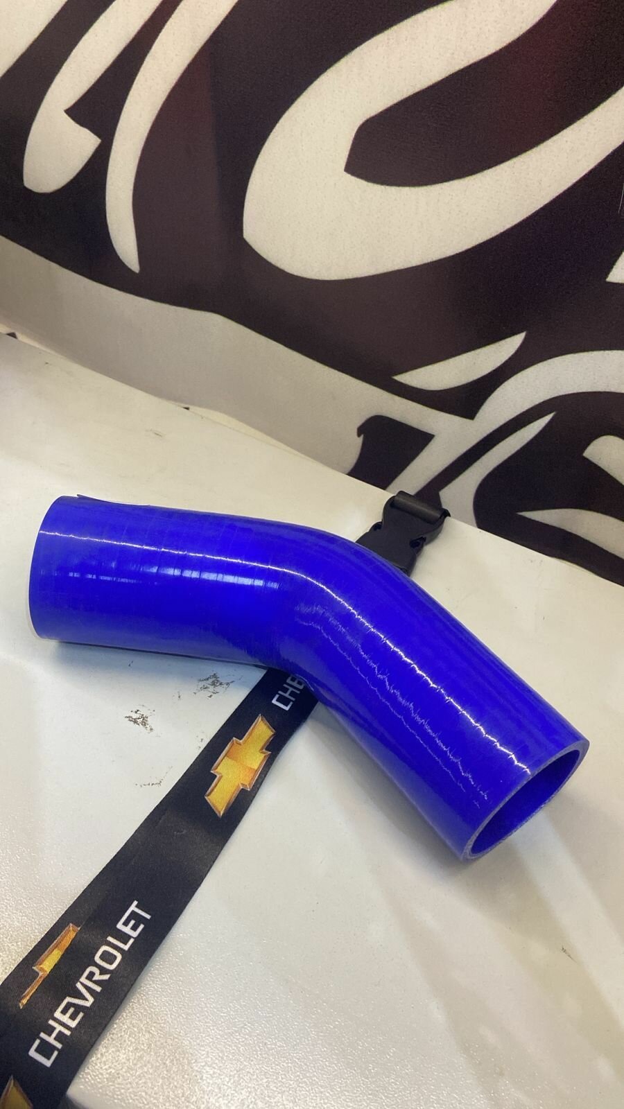 Патрубок силиконовый 4х слойный 45 гр 36 мм синий автомобильный радиатора