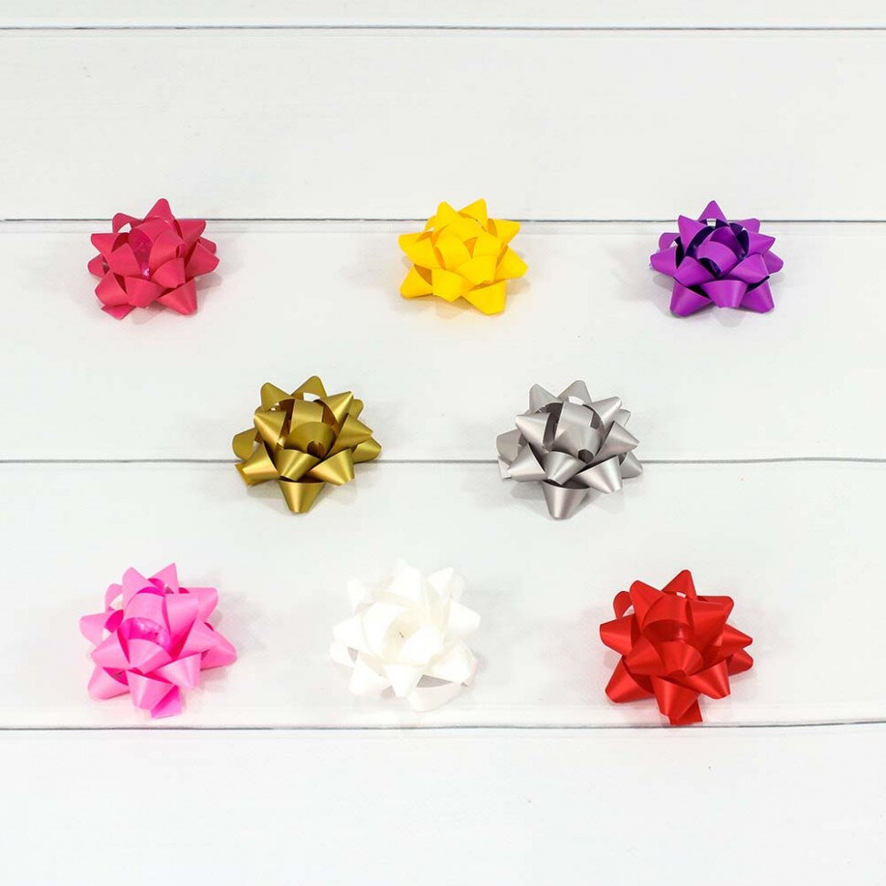 Бант звезда на липучке. Матовый микс на липучке. Набор 40шт. 6,3см