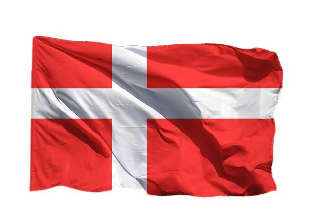 Флаг Дании на шёлке, 70х105 см для ручного древка