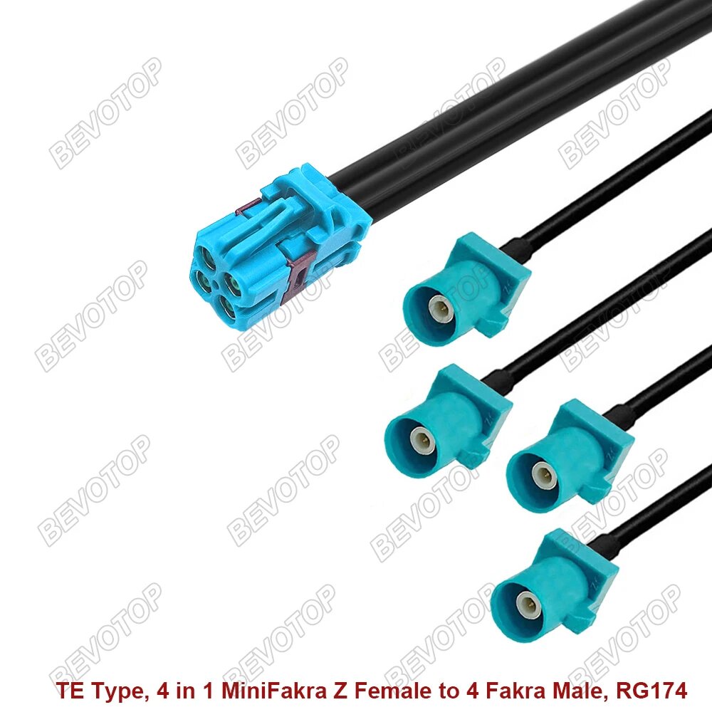 Кабель MiniFakra Z Female to 4 Fakra Male RG174, 20CM