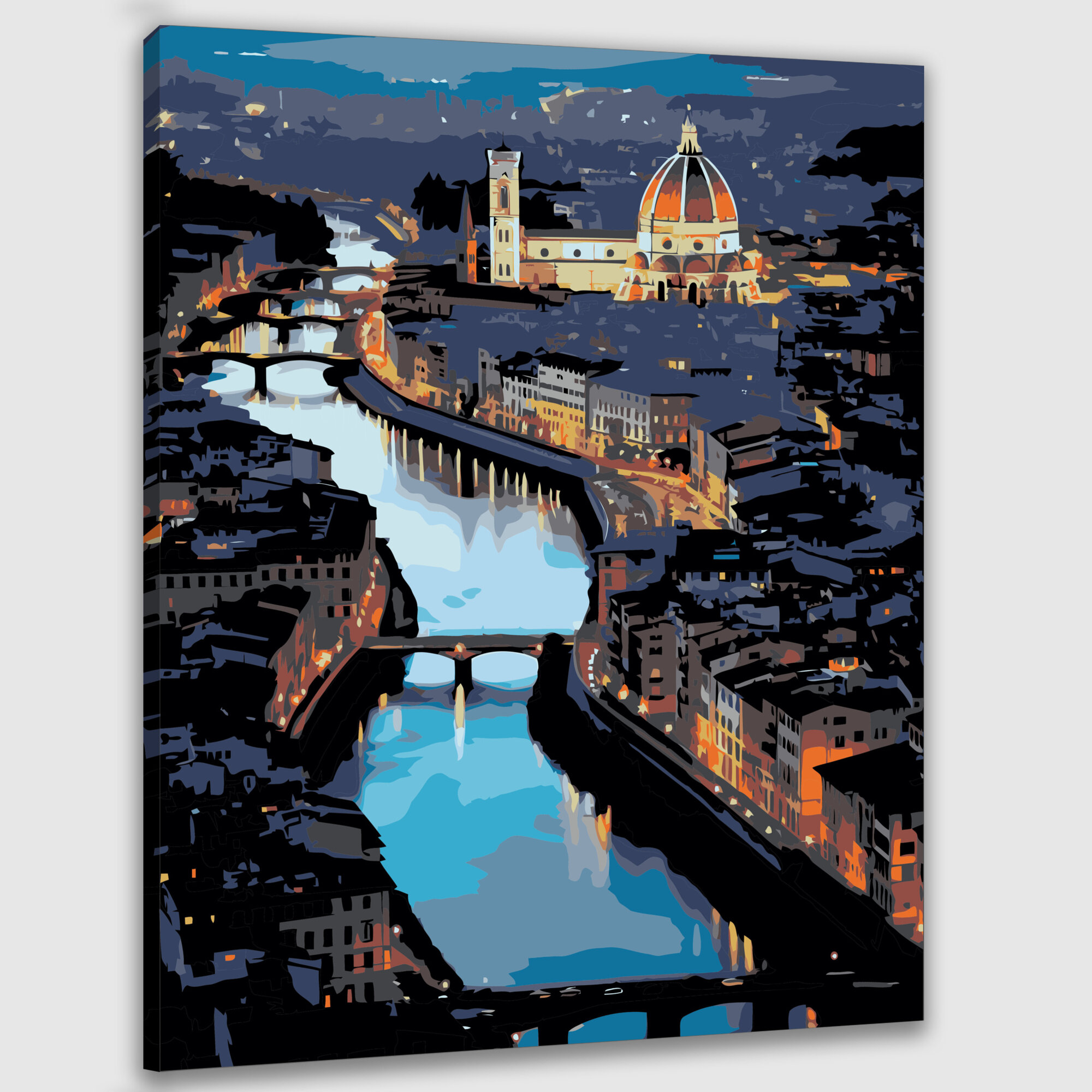 Картина по номерам 40x50 см, Флоренция, Италия, аэрофотосъемка, город, достопримечательности, исторические здания