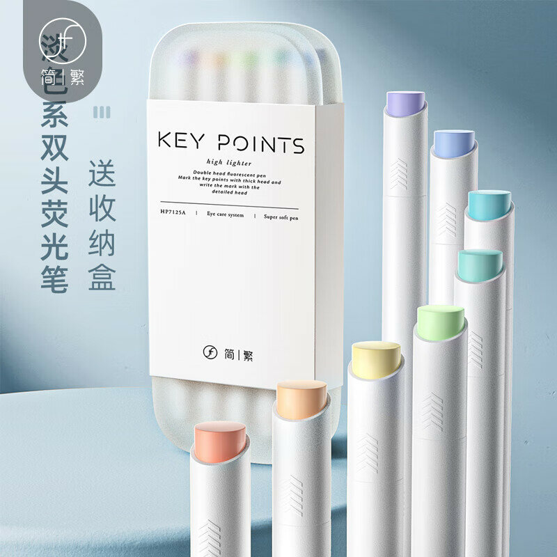 Jianfan 5-Color Morandi Round Barrel Highlighter Set, New Soft-Tip Colored Water-Based Markers, Student Classroom Highlighting Pens, Large Capacity Dual-Tip Journal Pens, Back-To Stationery Gift