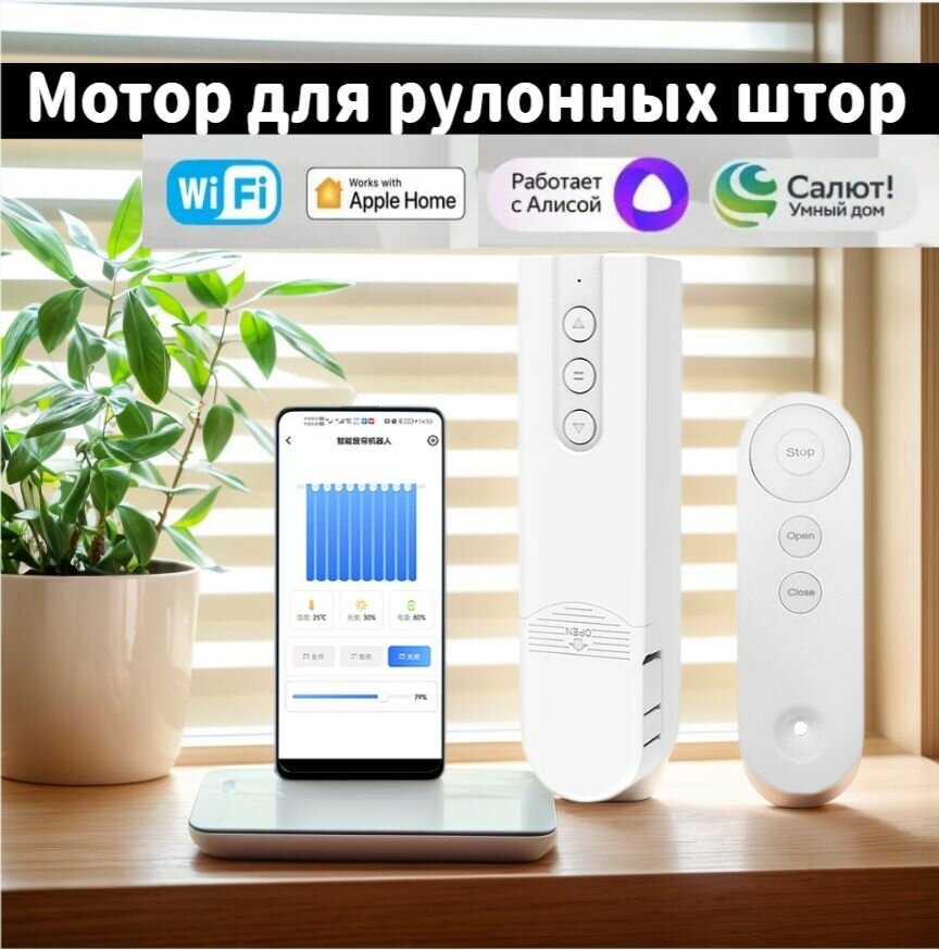 Tuya Smart WIFI Blind Motor Автоматический электрический роллетный теневой привод для открывания и закрывания штор