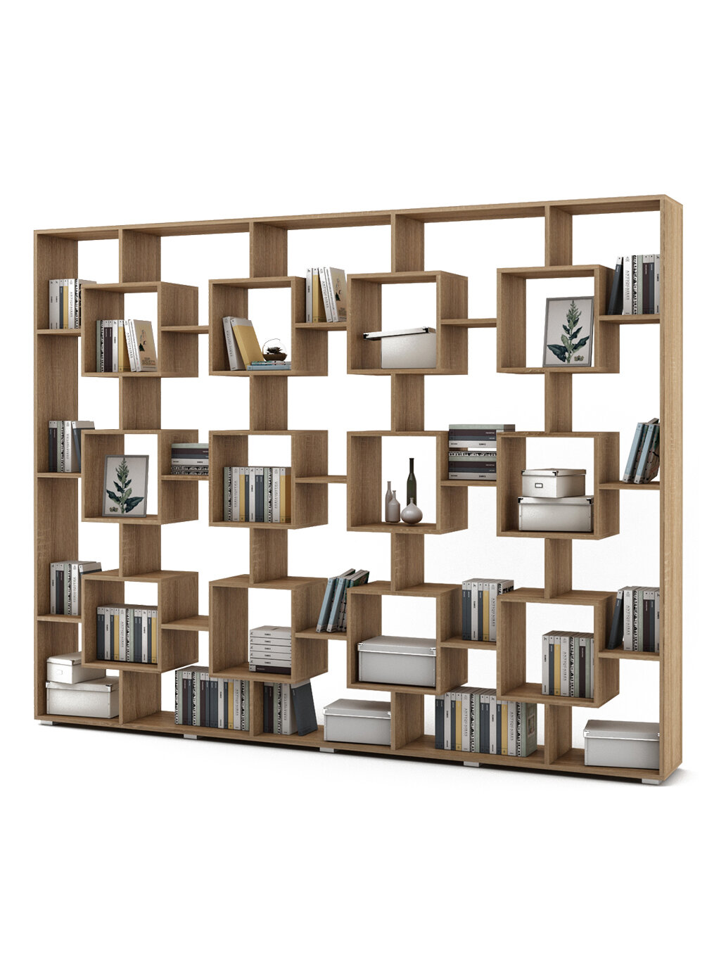 Стеллаж деревянный для книг, документов и игрушек "Квадро 4", открытый, современный стиль, 243,2x28х190,2 см