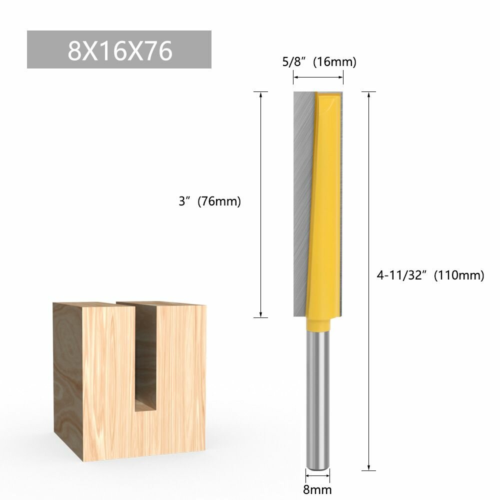 Набор фрез "Для врезки замков", подшипник, HM/WC, 16x76мм, хвостовик цилиндрический, 8мм