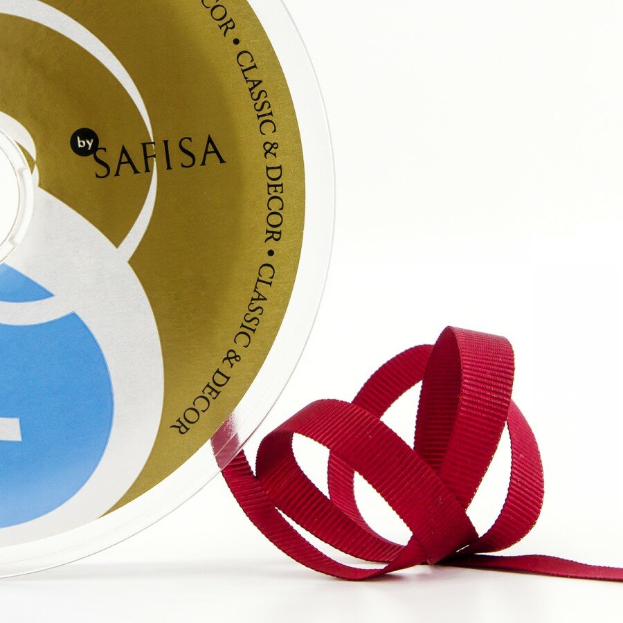 Лента репсовая SAFISA, 10 мм, 25 м, цвет 84 вишневый