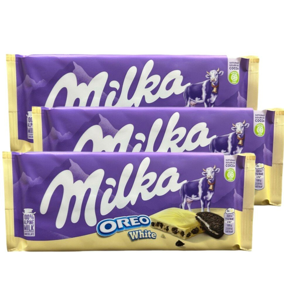 Шоколад Milka Oreo White 100 грамм 3 штуки