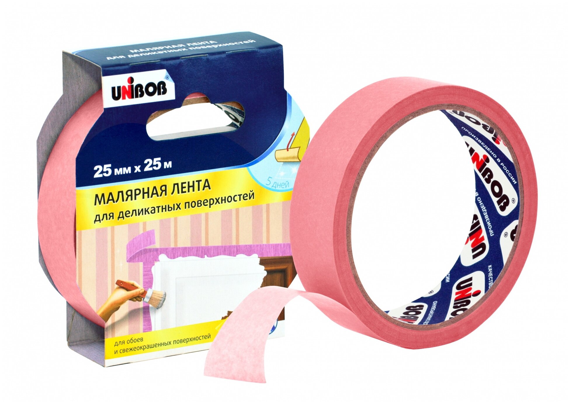 214981 Unibob Лента малярная для деликатных поверхностей 25 мм Х 25 м 214981 .