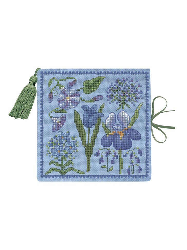Набор для вышивания Le Bonheur des Dames #3483 Чехол для игл Needle case Blue Flowers (Голубые цветы), Счетный крест, 11 х 11 см