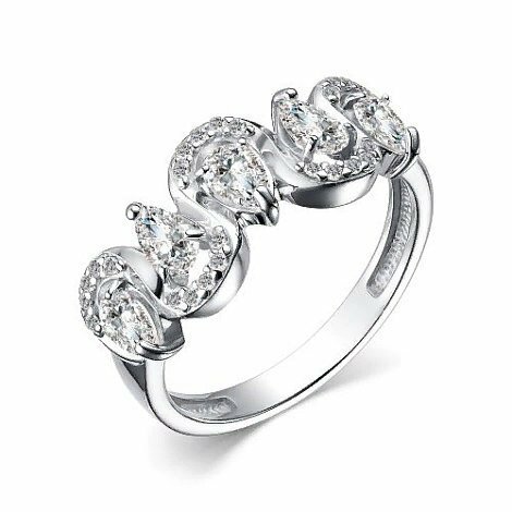 Кольцо, серебро, 925 проба, фианит