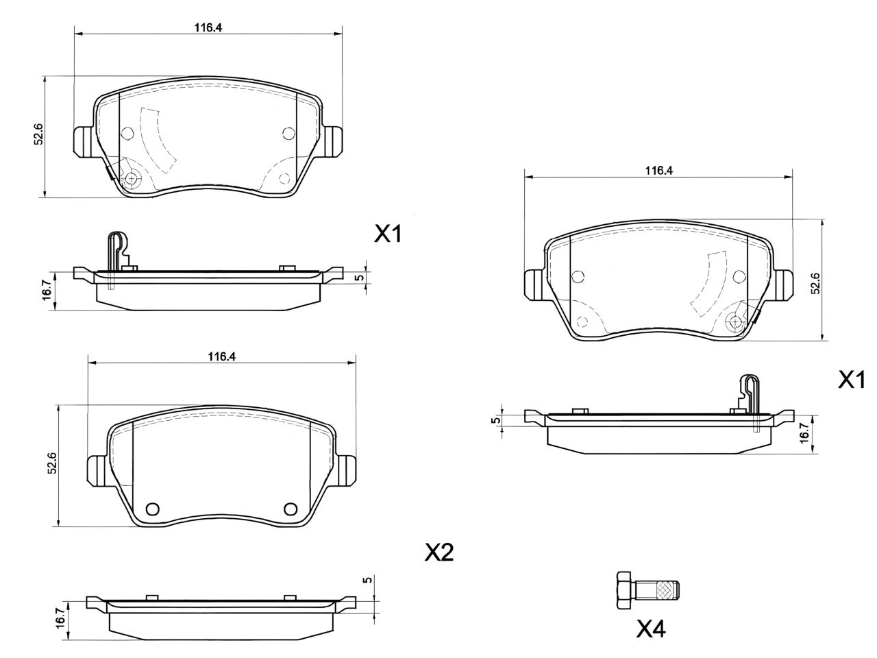 UNIO BRP-20046 (410604076R / 410608481R / 41060AX625) колодки тормозные диск. передние с винтами Nissan (Ниссан)