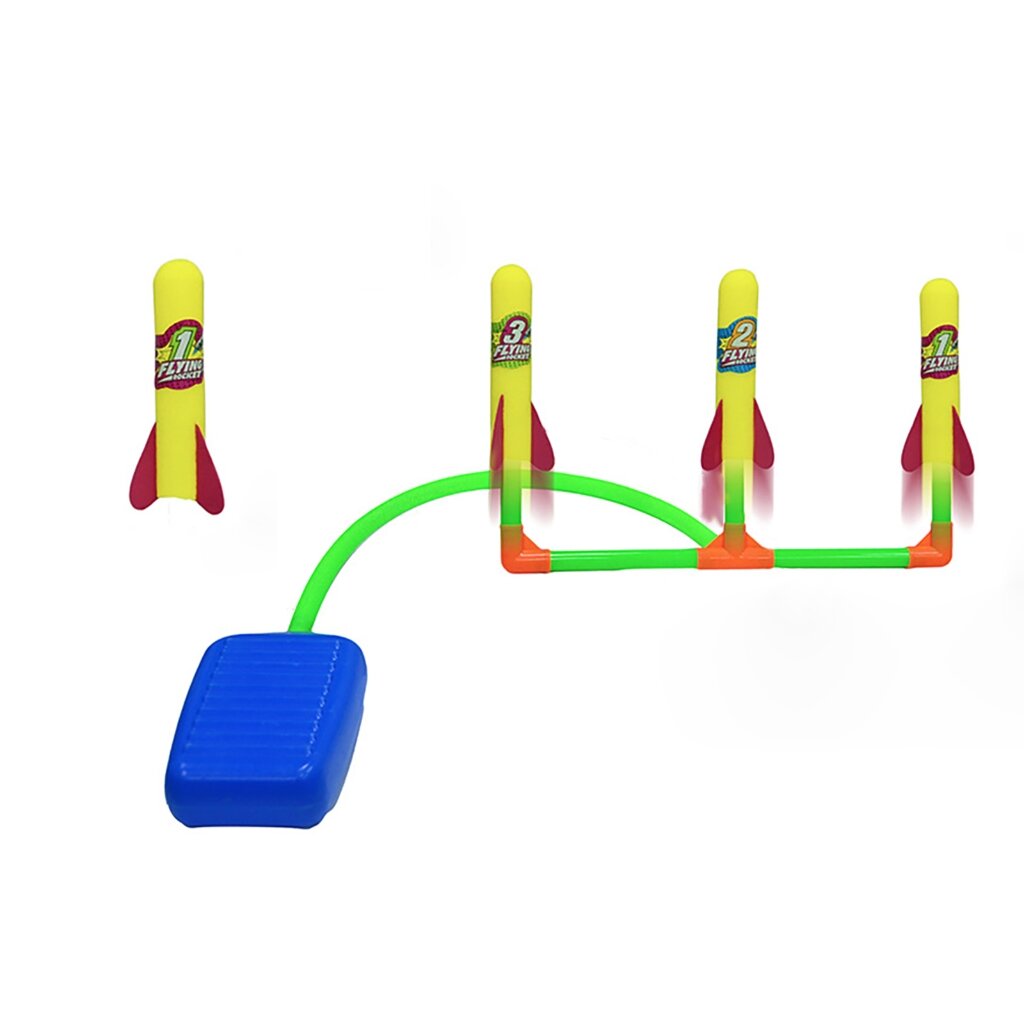 Уличные игрушки, Детская игрушка-пусковое устройство для ракет с педальным приводом, светящийся выстрел для игр на улице - 30B, 1 коробка