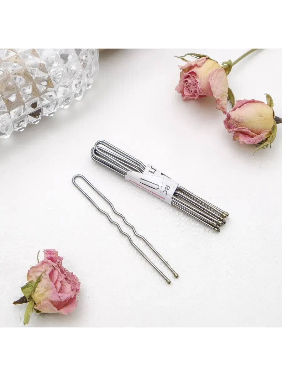 Шпильки для волос Классика (набор 10 шт) 6 см, белый