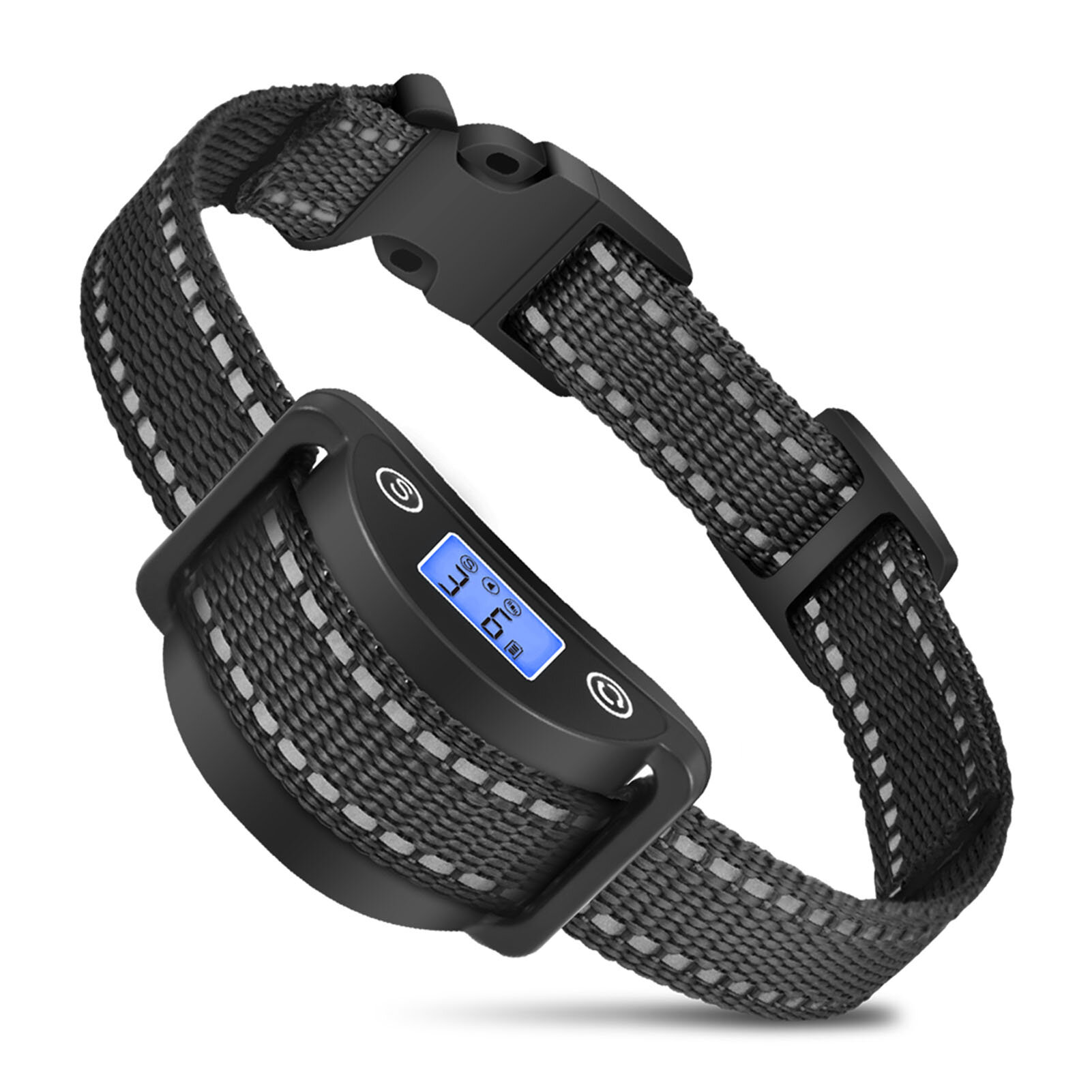 Шлейф для остановки лая собак Anti Barking Training для крупных и средних собак с звуковым сигналом, вибрацией, током, регулируемой чувствительностью, LCD экраном, водонепроницаемостью IP67, встроенной батареей 650mAh, черного цвета, модель PD218