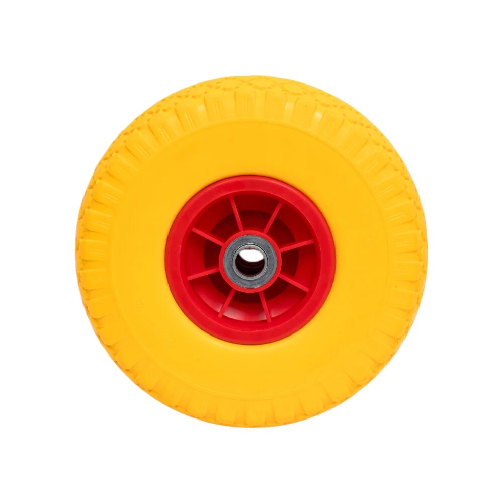 Полиуретановое бескамерное колесо для тачки / тележки (3.00-4, диаметр 260 мм, ось