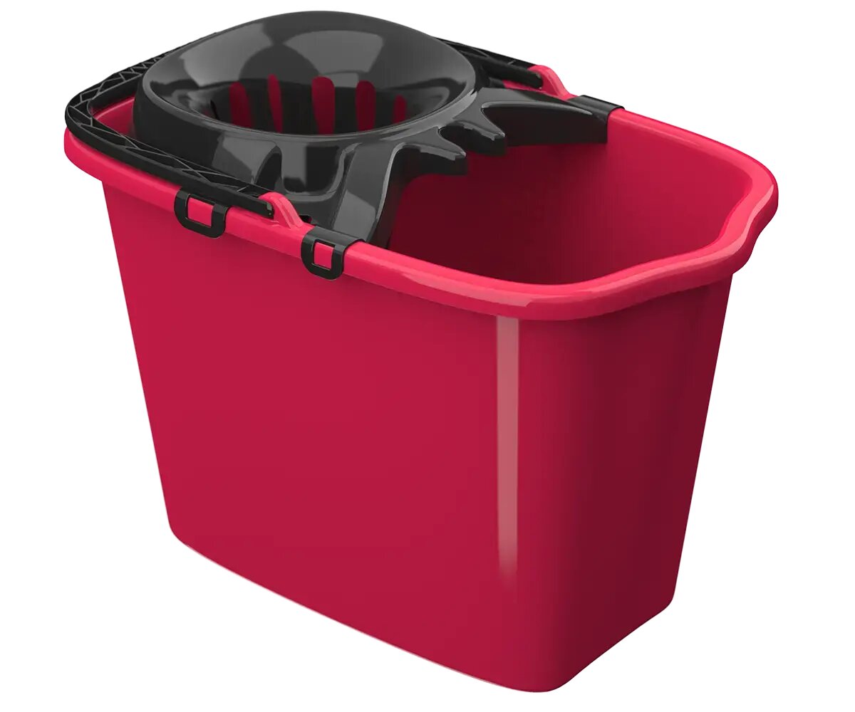 Ведро прямоугольное 15л с отжимом, разноцветное, пластик, удобное для уборки