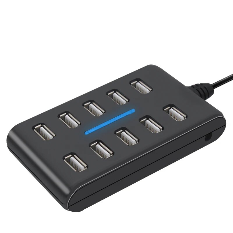 USB-концентратор 2,0, 10 портов, разветвитель для компьютера и ноутбука