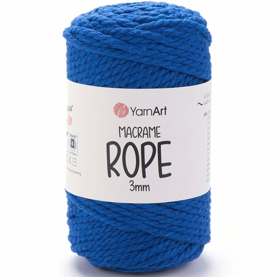 Пряжа Yarnart MACRAME ROPE 3MM 772 василек (4 мотка)