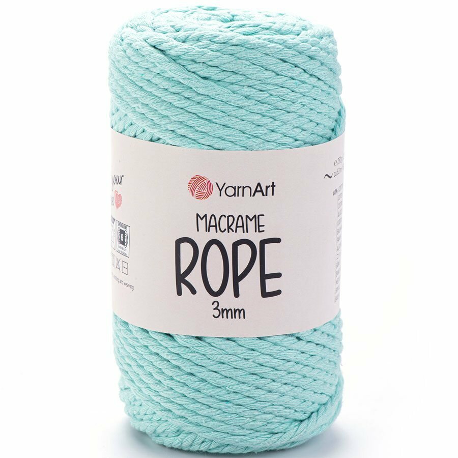 Пряжа Yarnart MACRAME ROPE 3MM 775 св. гол. бирюза (4 мотка)