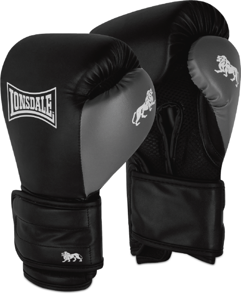 Боксерские перчатки тренировочные Lonsdale Haydock - Black/Grey (12 oz)