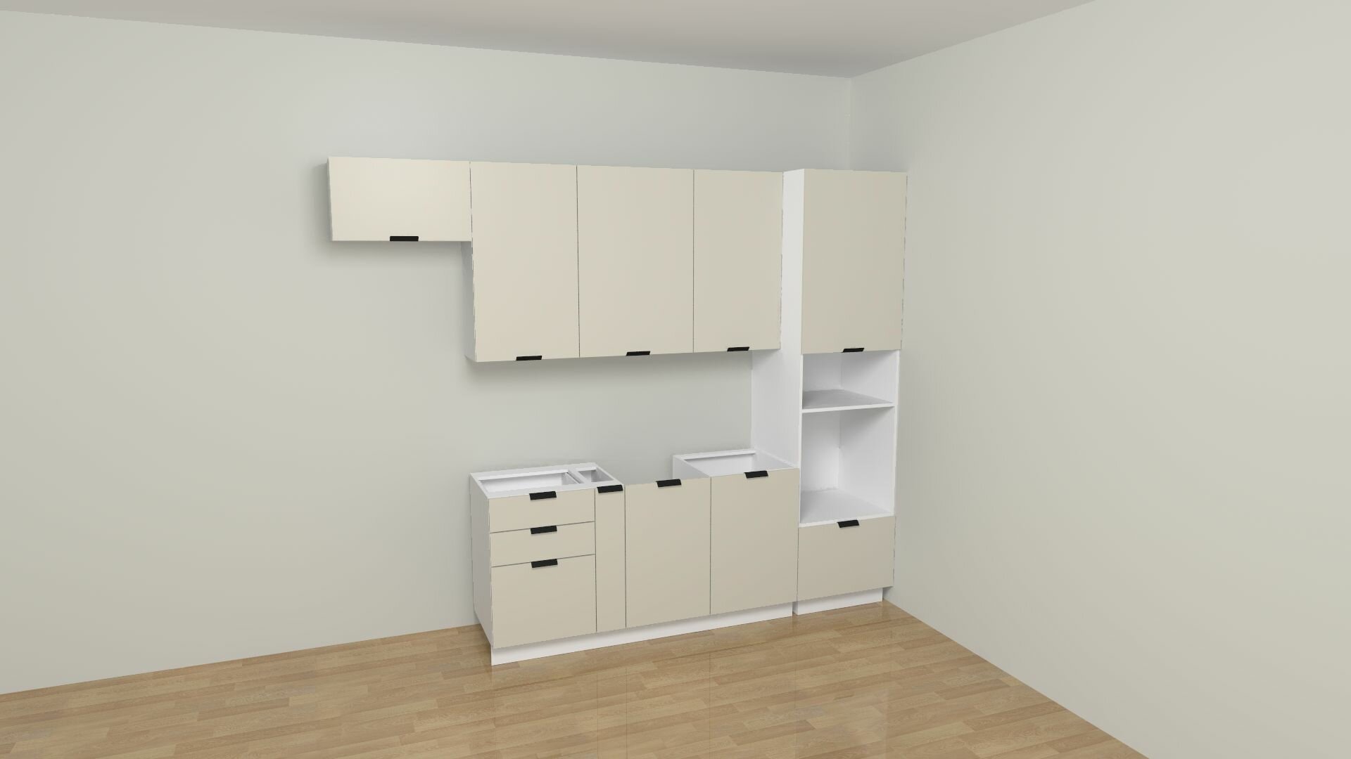 Кухонный гарнитур Фьюжн Cream Silk, 2800 мм