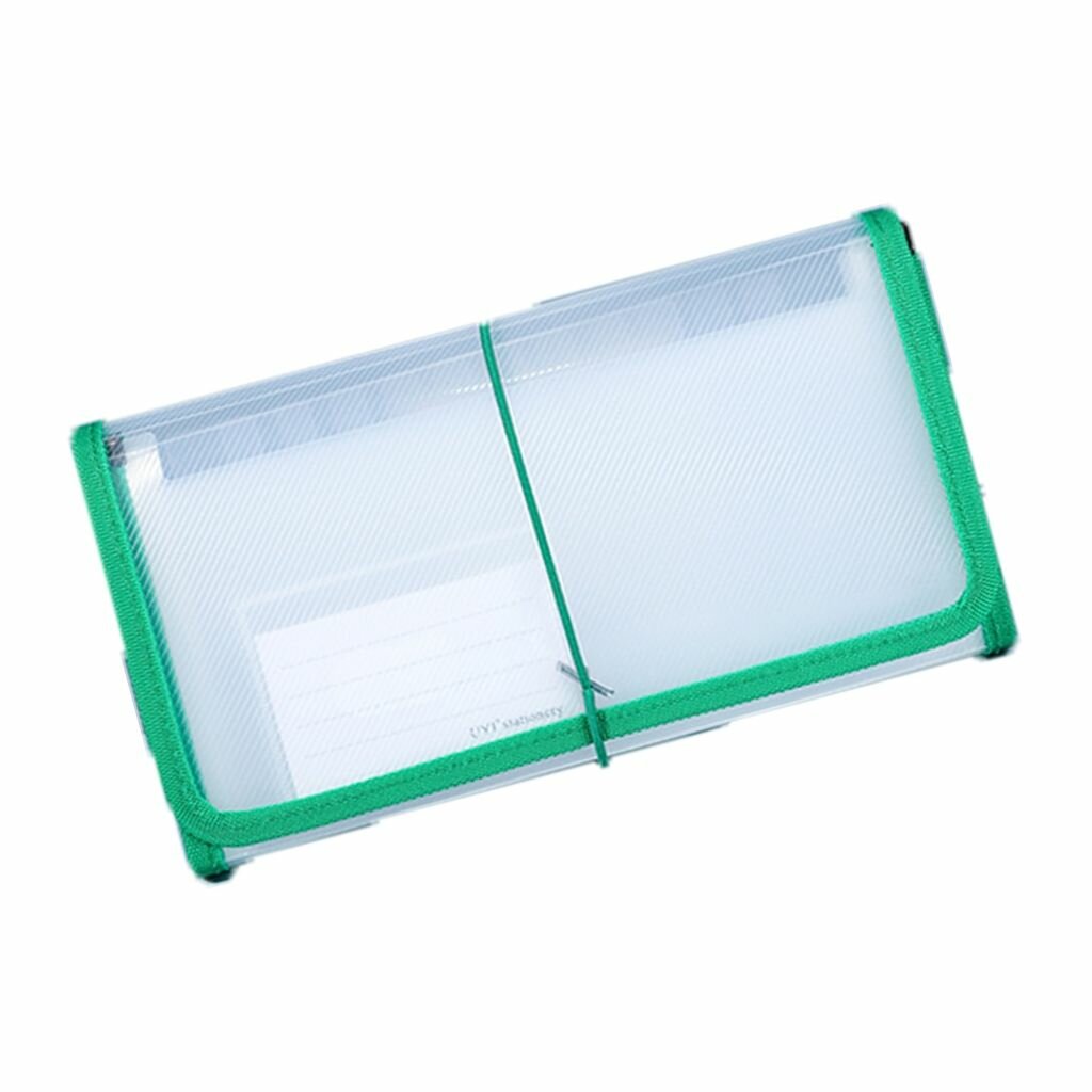 Папка, Водонепроницаемая прозрачная сумка для документов на 13 карманов - зеленая