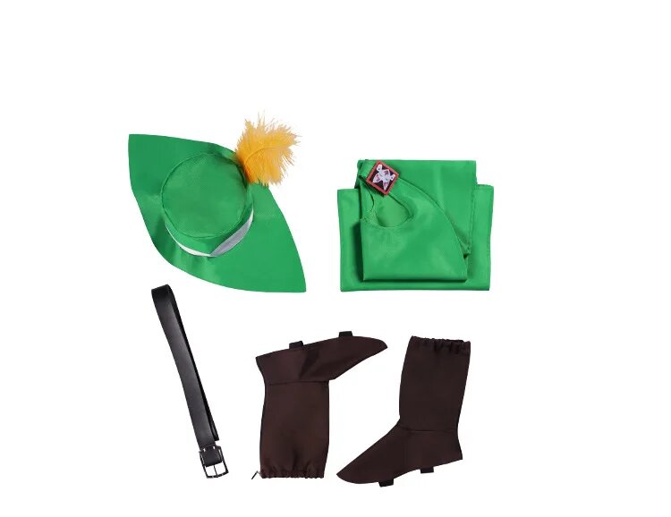 Костюм Кот в сапогах для взрослых и детей Зеленый, XXXL, Green complete set