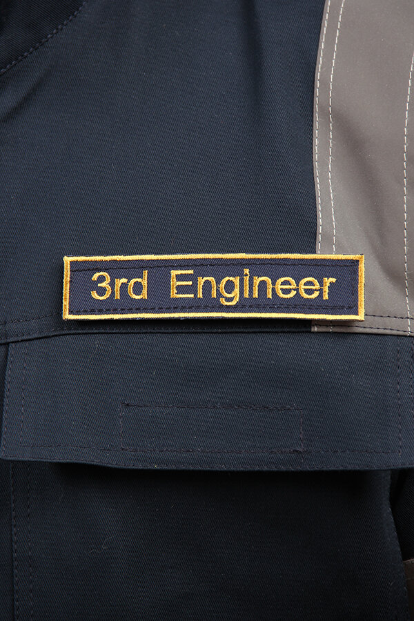 Шеврон-должность на липучке 3rd Engineer, фетровый, синий для торгового флота