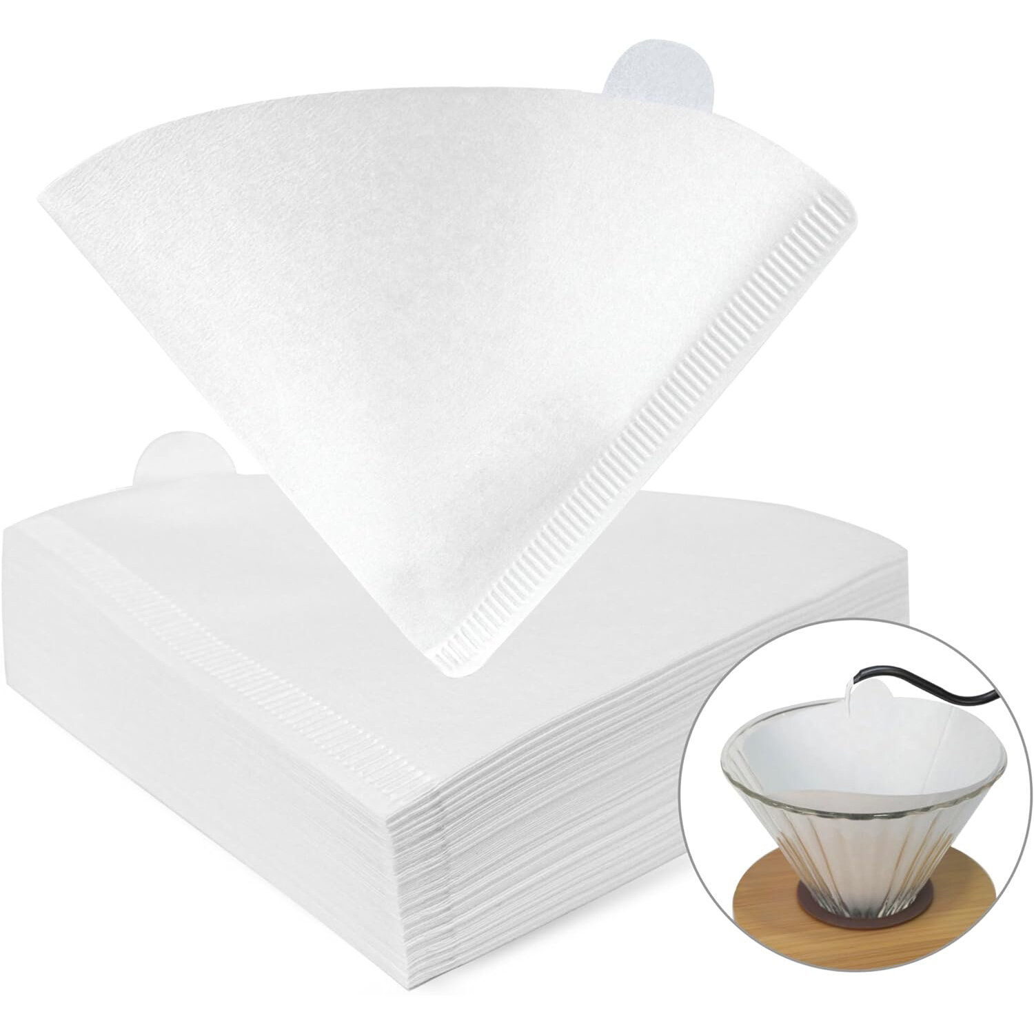 Фильтр для кофе V02, Размер 02 100 штук Натурально-белый Одноразовый Бумажный Подходит для Капельного Кофеварки