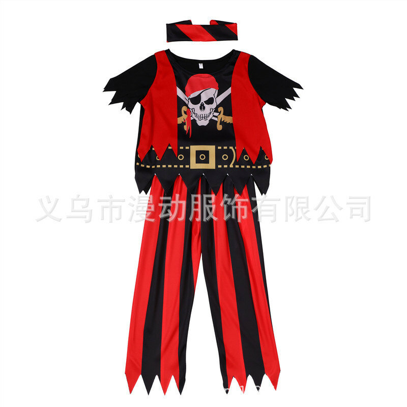 Костюм пирата, для мальчиков, красный, полосатый, для Хэллоуина