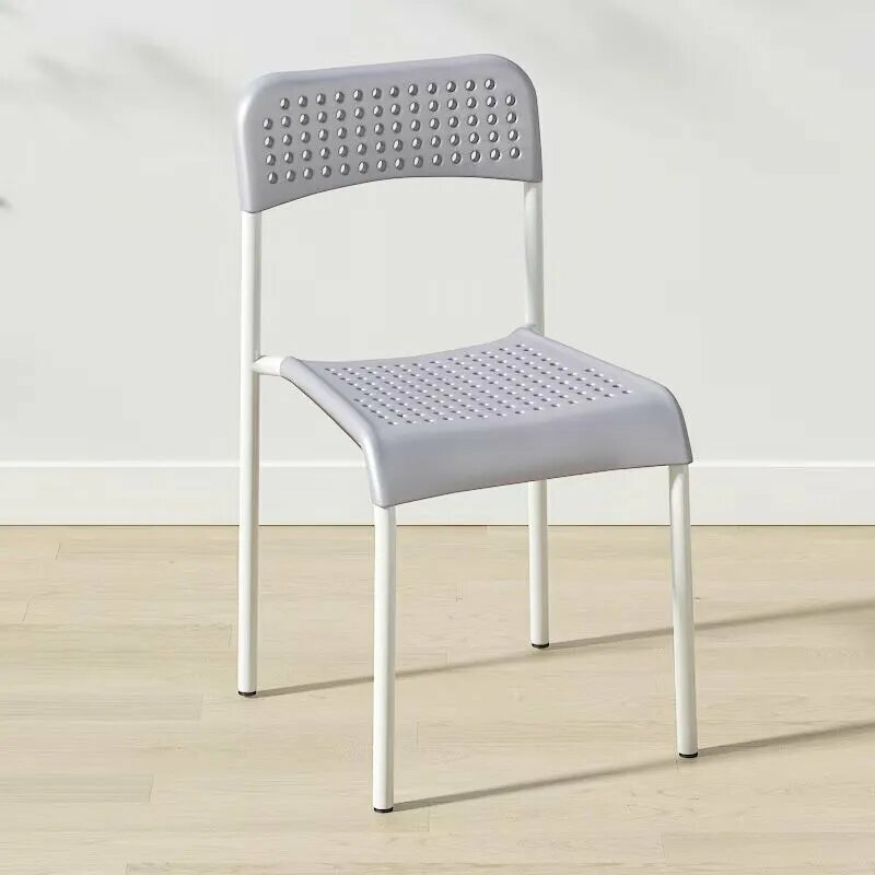 Стул IKEA Adde, серый, пластик и металл, 39 см x 47 см x 77 см