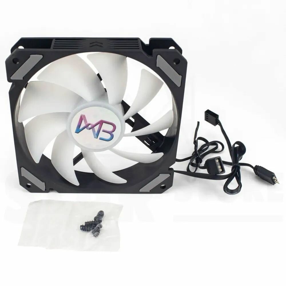 Вентилятор для ПК 120мм (4шт + контроллер) с подсветкой ARGB 5V-3PIN +PWM Wovibo BLACKJY4-ARGB