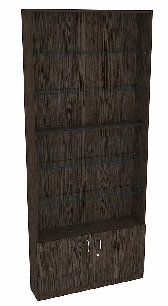 Витрина сэсп-о №1-200 (З/C - ДВП) со стеклянными полками, Дуб Венге