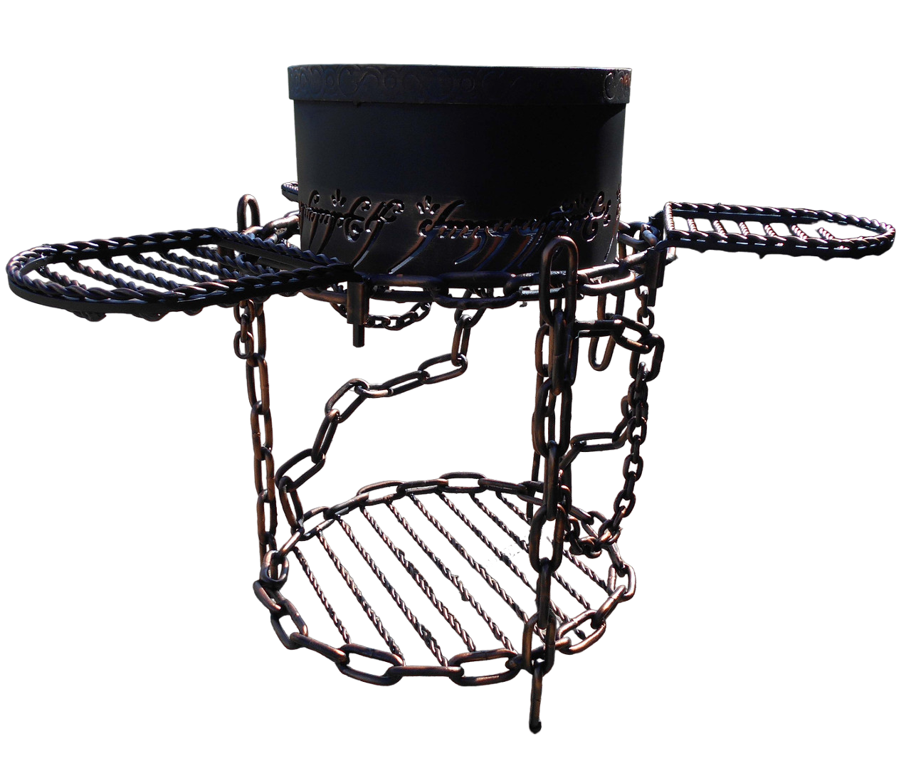 Кованный мангал-кострище, 3 мм, мангал-гриль 3 в 1 для дачи, Цепи