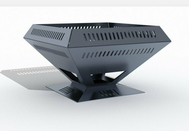 Очаг, чаша для костра, Костровая чаша, Жаровня для улицы разборная Квадрат - огнеупорная краска