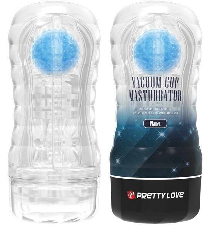 Мастурбатор Vacuum Cup Masturbator Planet от Baile с вибрирующим шариком длина 18 см диаметр 7.7 см голубой ТПЭ