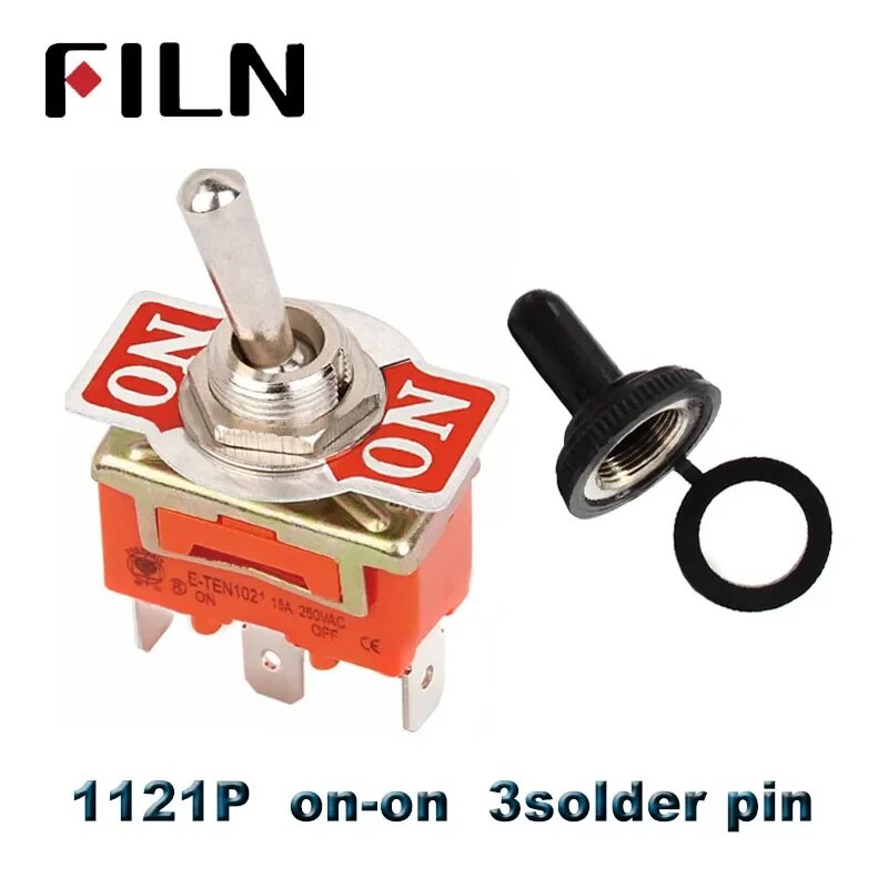 Фильн кулисные тумблеры 15A 250V оранжевые Momentary, 1121P ON-ON
