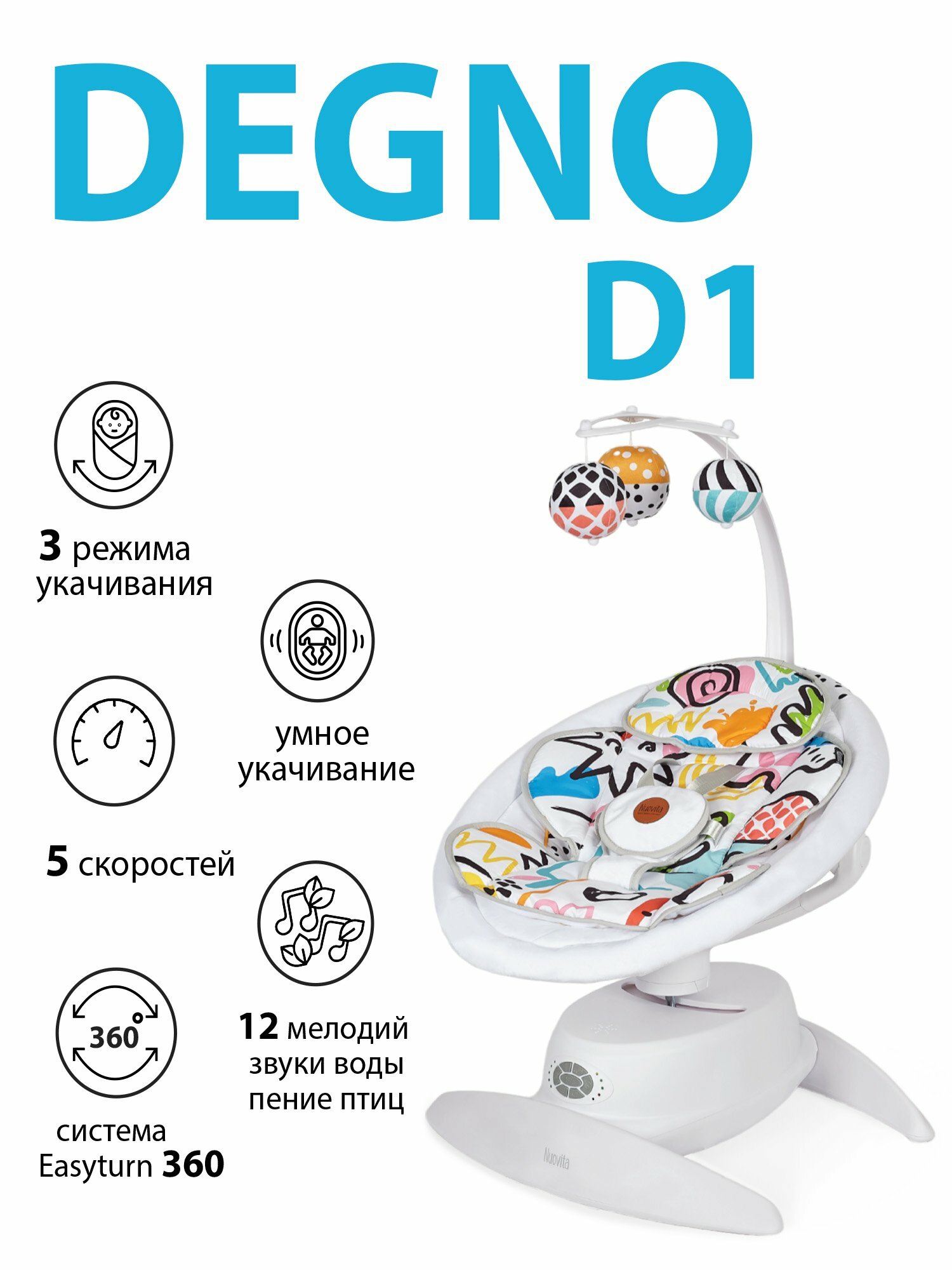 Шезлонг с электронной функцией качения Nuovita Degno D1 Bianco (Bianco fumoso/Белый, Дымчато-белый)