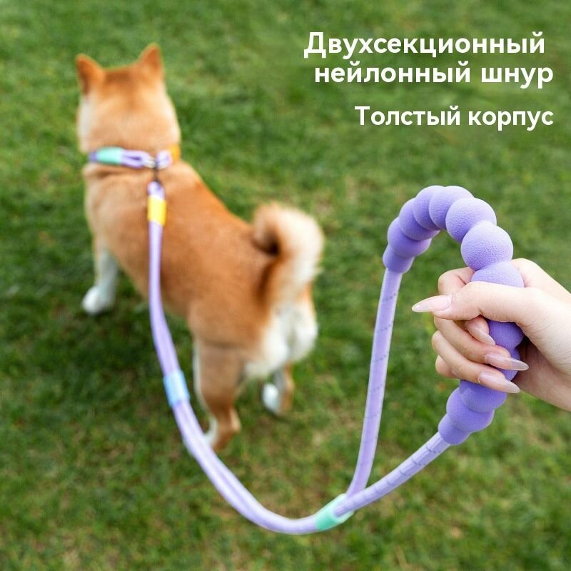 Поводок "Двойное сечение", для собак, нейлон, EVA, голубой, 1,4 м — фото 1
