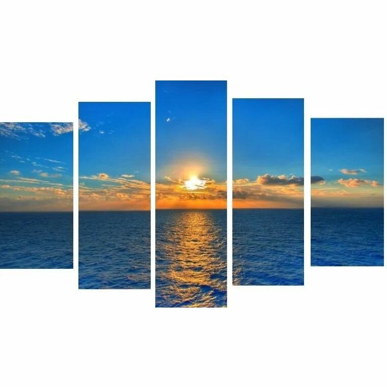 Картина Modul007 "Синее-Синее Море", модульная, на подрамнике, 140x80см
