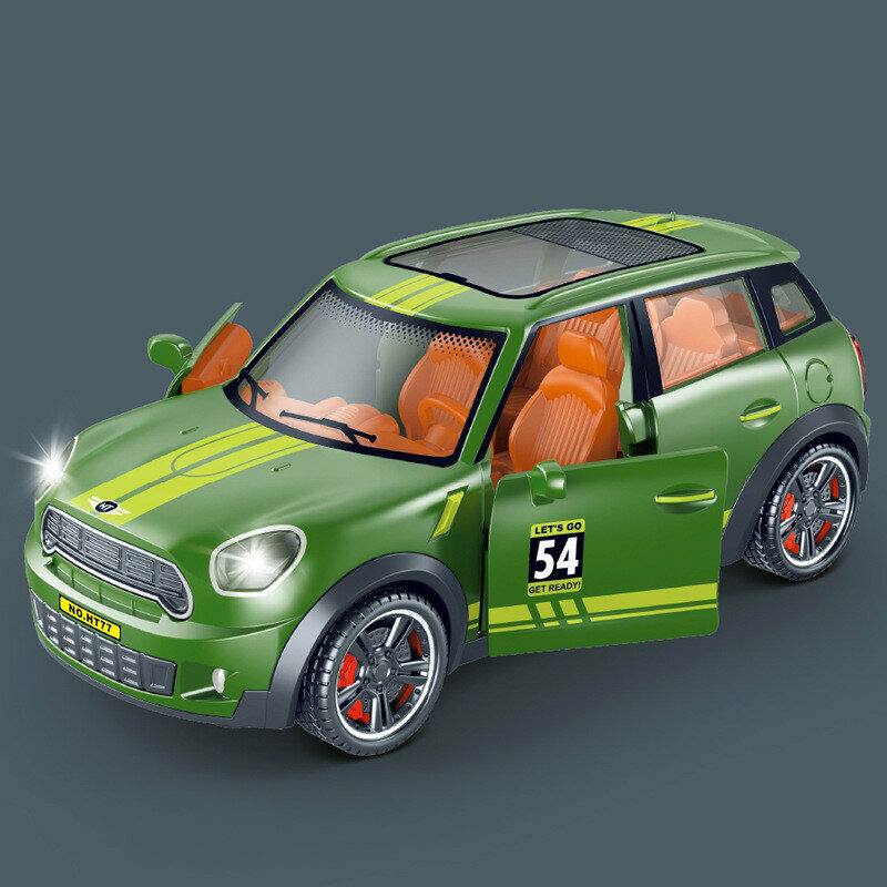 Kids inertia voice light model car vehicle with opening doors offroad suv for interactive learning stylebb