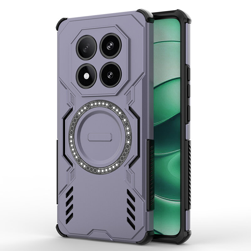 Подходит для Redmi Note 14 Pro 5G/Сяоми Поко X7 Чехол для смартфона поддержкой зарядки Magsafe, Поко X7, подставка, soft touch, матовая поверхность, защита камеры, ударопрочный, усиленные углы