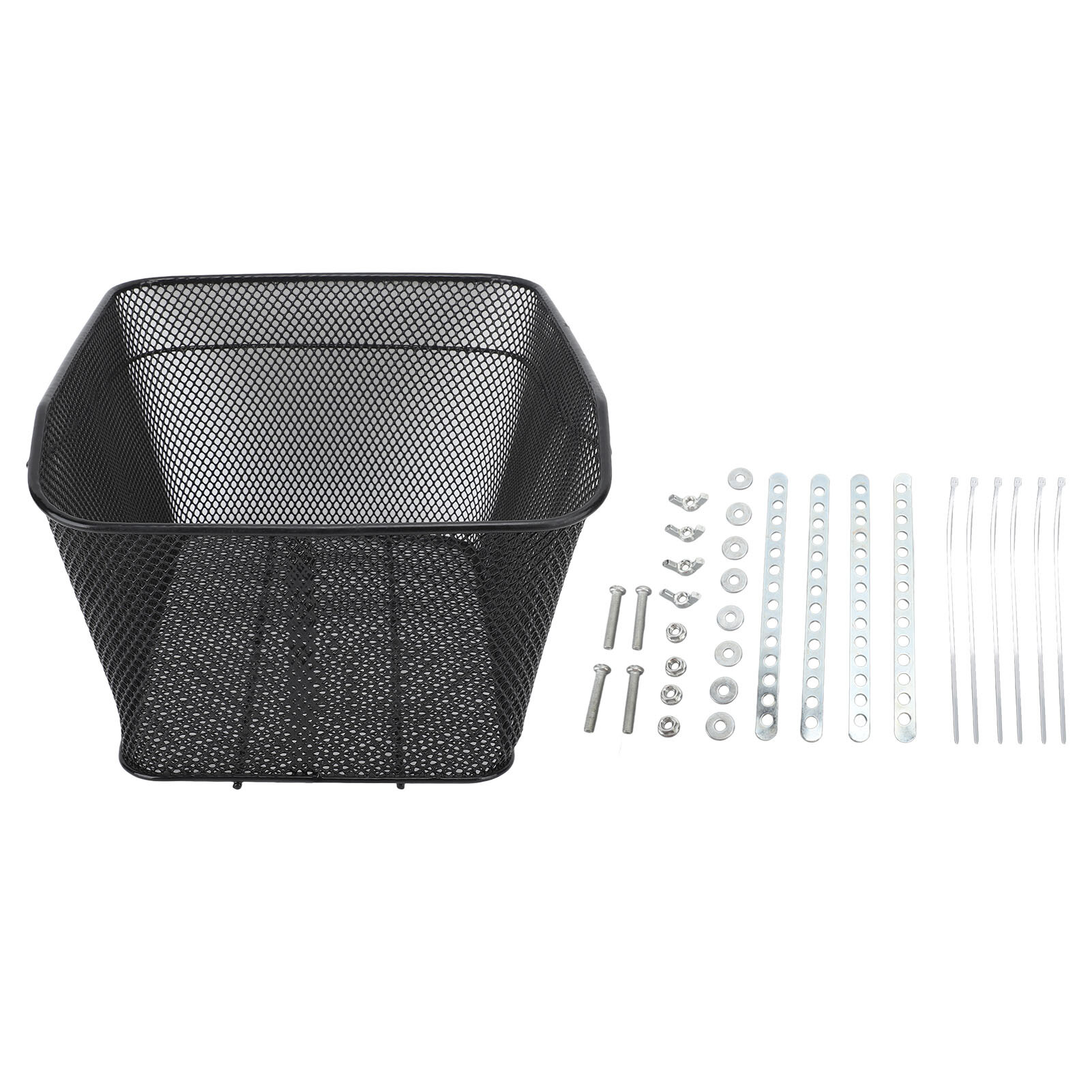 Задняя корзина для велосипеда, изготовленная из высокопрочного металла, выдерживает нагрузку до 20 кг, имеет большую вместимость для хранения велосипедных принадлежностей.