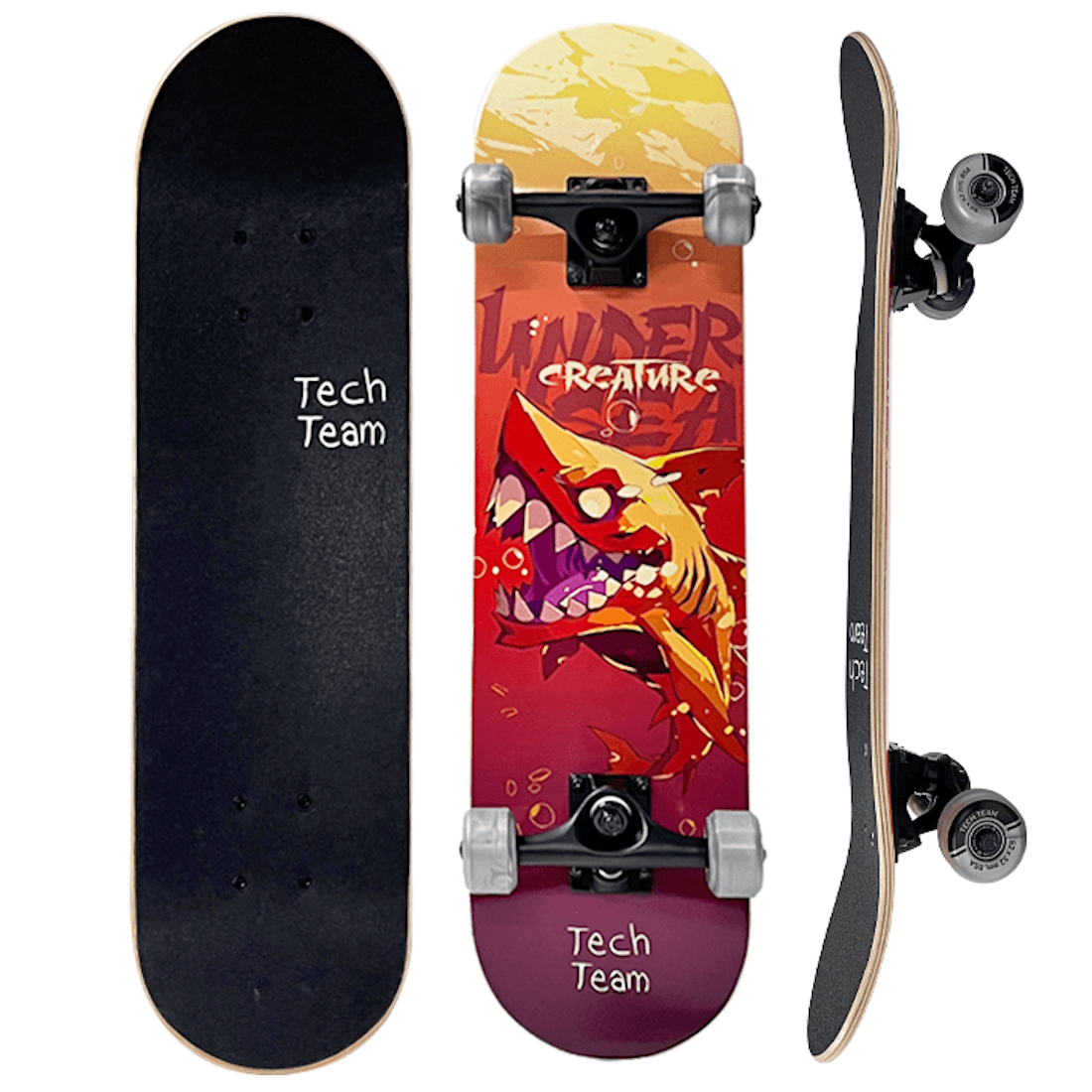 Скейтборд Tech Team "Creature", 27.5x7.25, Abec 5, до 100кг - Orange