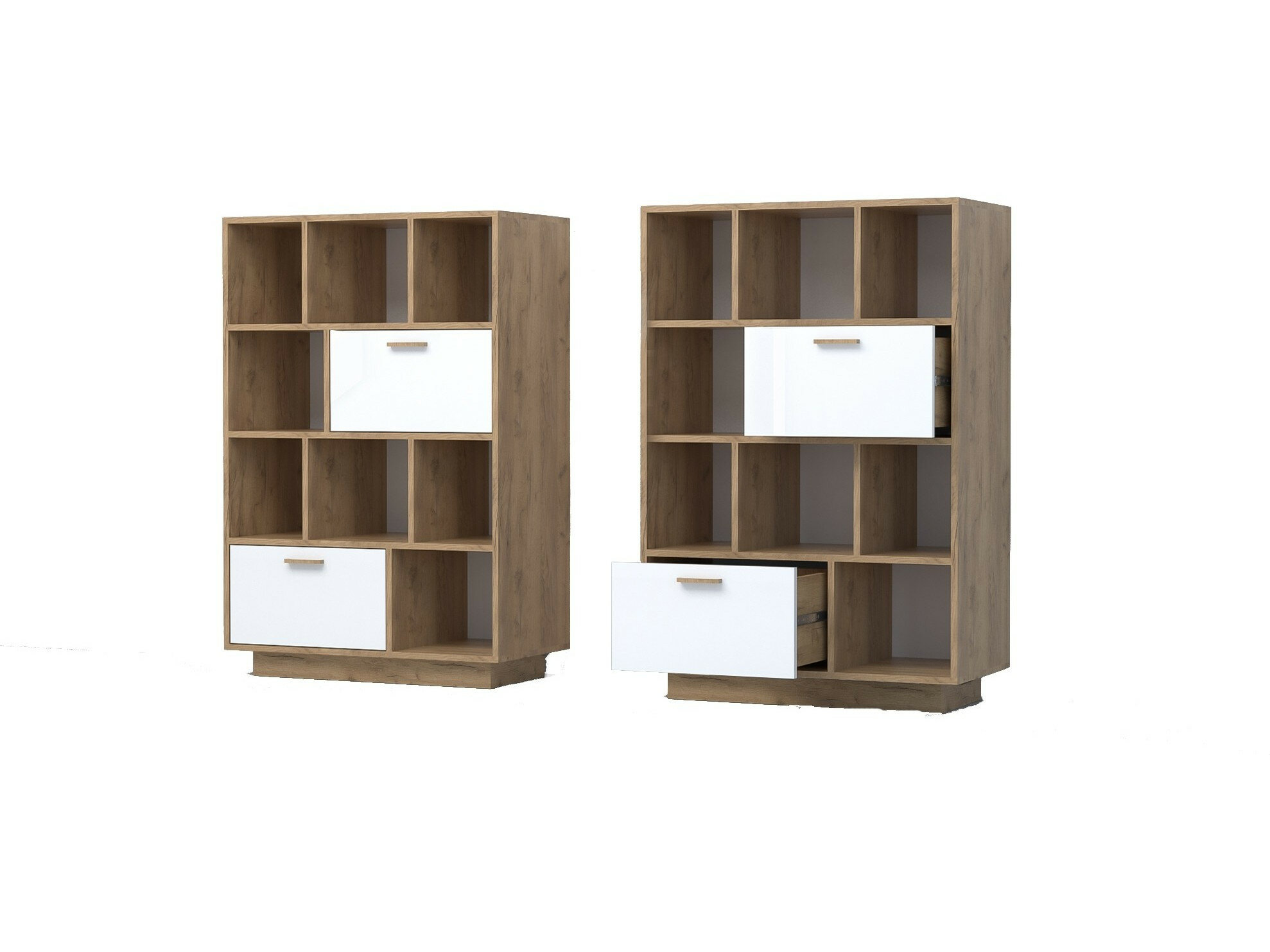 Комод К-1 ПД, в скандинавском стиле, Глянец Белый/Крафт золотой