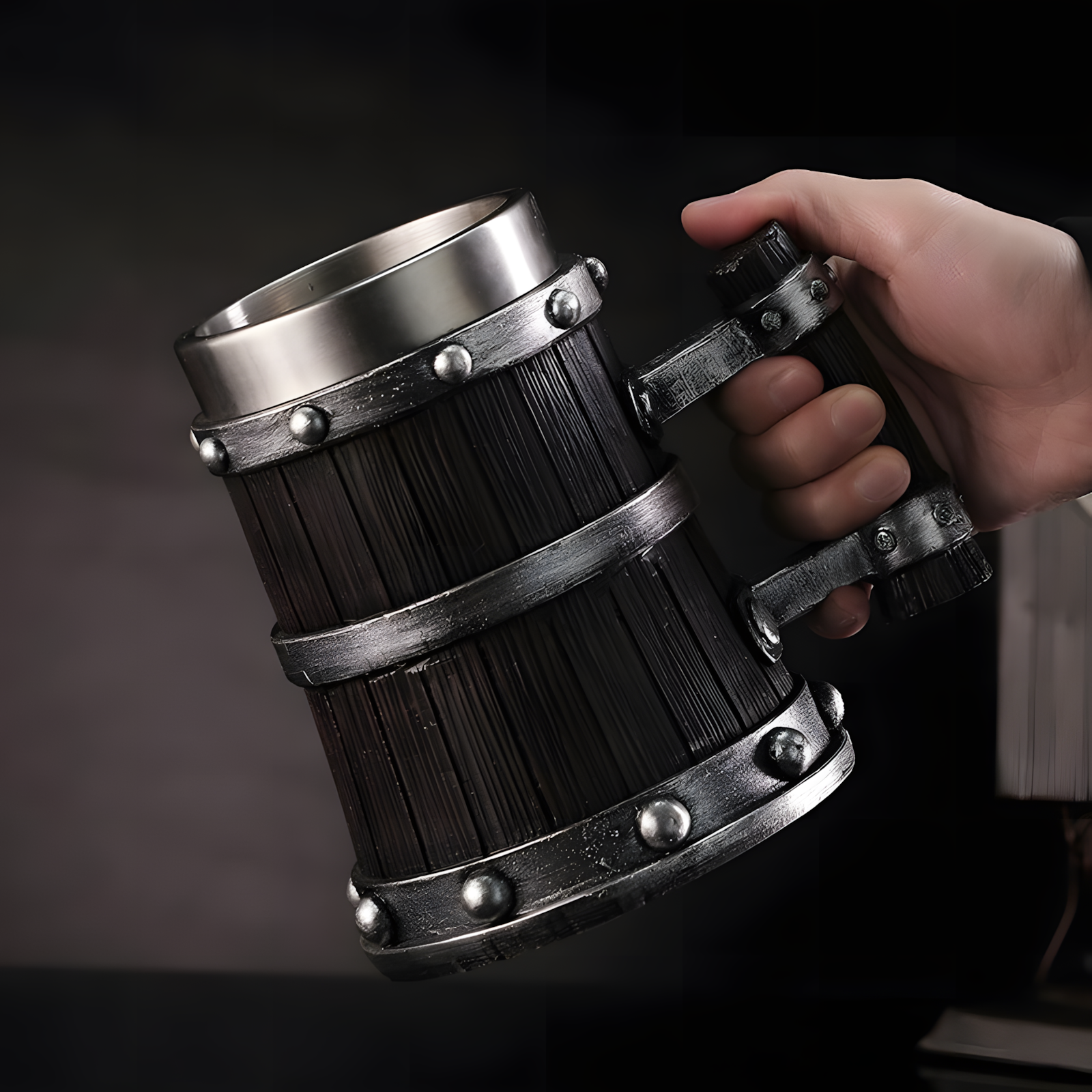 Кубок питьевой, 600 мл, Старинный винный бокал из деревянной бочки, креативный подарок парню, отцу