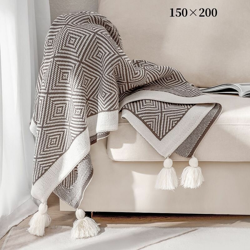 Плед-одеяло "Богема", для пикника и дома, вязаный, кант, 150х200 см